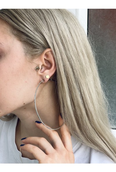 Retrobird Büyük Boy Halka Küpe Kadın Gümüş Retrobird Büyük Boy Halka Küpe Kadın Gümüş