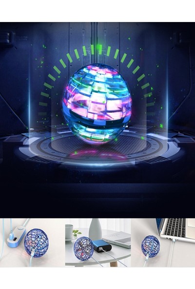 Mobgift Pro Ufo Uçan Top Dönen Oyuncak El Sensörlü Şarjlı 360° Dönen Mini Drone Helikopter