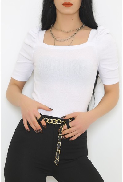 BYR Prenses Kol Bluz Beyaz