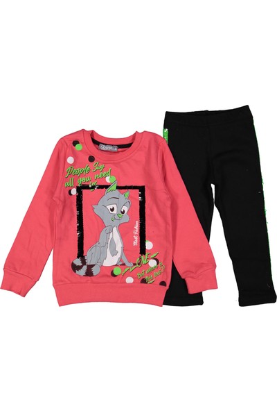 Mini Flower Kedi Baskılı Kız Çocuk Nar Çiçeği Renkli 2 Parça Takım 205928 Mini Flower Kedi Baskılı Kız Çocuk Nar Çiçeği Renkli 2 Parça Takım 205928