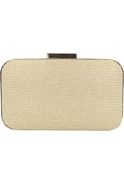 Hobby 22601 Baskılı Deri Kadın Abiye Kutu Çanta Altın