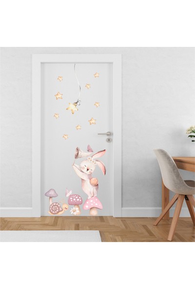 Piksel Grafik Yıldız Avcısı Tavşan Kapı Sticker Piksel Grafik Yıldız Avcısı Tavşan Kapı Sticker
