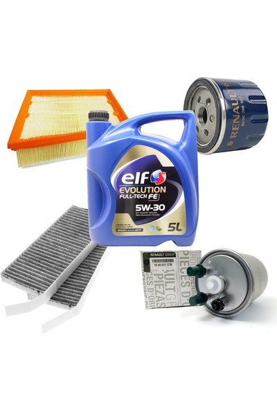Oto Deposu Renault Latitude 1.5 Dci Filtre Bakım Seti 110 Bg Model 2011-2019 [karbon 4+1-OTODEPOSUSET9513H]