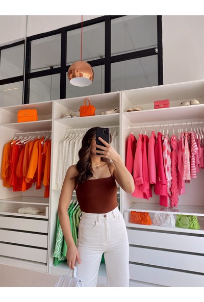 MyLove Basic Ip Askılı Crop Top Acı Kahve MyLove Basic Ip Askılı Crop Top Acı Kahve