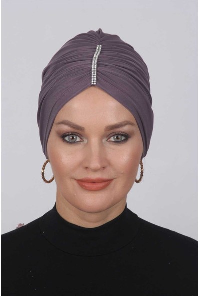 Büzgülü Taşlı Bone Vizon