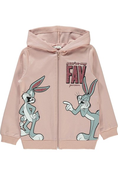 Bugs Bunny Kız Çocuk Kapüşonlu Hırka 10-13 Yaş Pudra