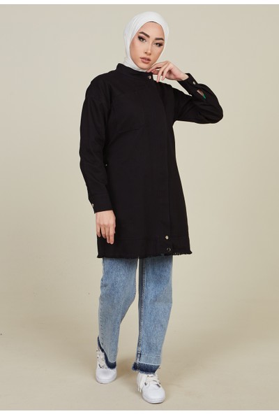 SETRMS Siyah Gizli Fermuarlı Çıtçıtlı Kap 2223108