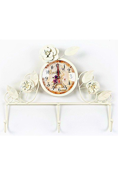 Dünyadan Hediyeler Metal Elbise Askılığı Saat Eyfel Kulesi Temalı Askılık