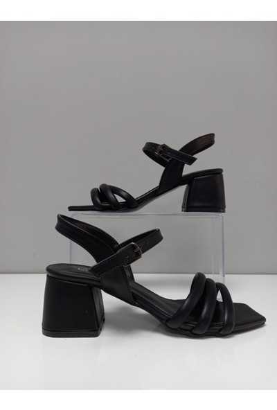 Set Ayakkabı Topuklu Kadın Sandalet Siyah