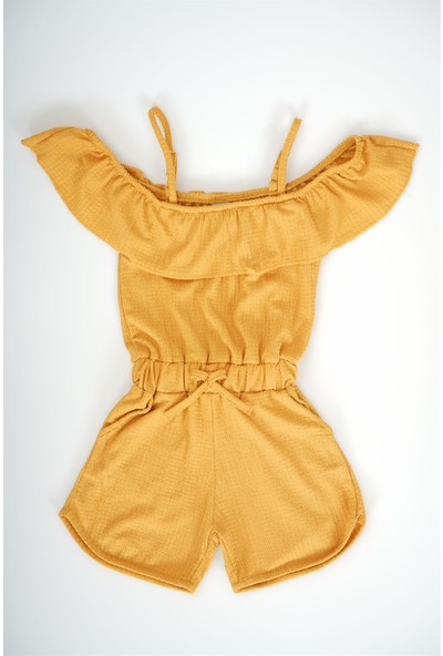 Miniko Kids Yeni Sezon Çocuk Ip Askılı Desenli Düz Dokuma Şort Tulum