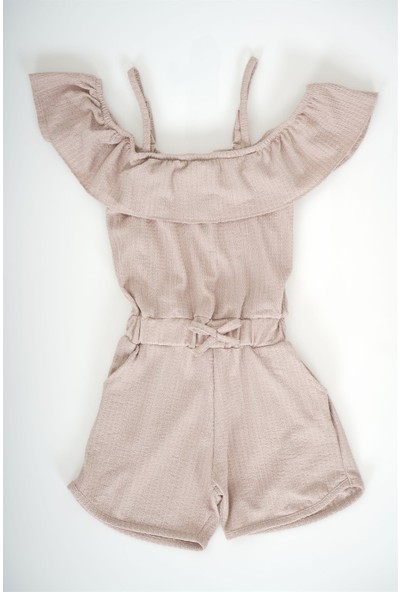 Miniko Kids Yeni Sezon Çocuk Ip Askılı Desenli Düz Dokuma Şort Tulum