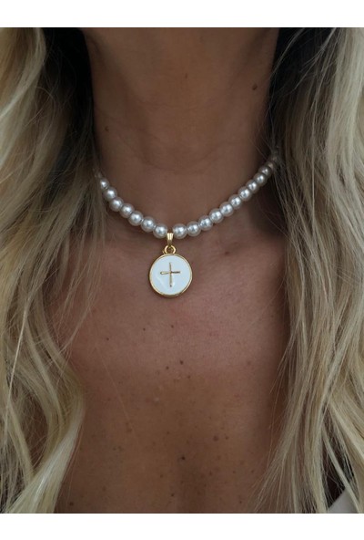 Rossetto Shoes Incili Haç Tasma Choker Kolye