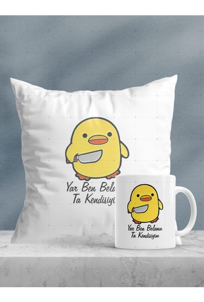 Yar Ben Belanın Ta Kendisiyim Baskılı Yastık Kupa Set Yar Ben Belanın Ta Kendisiyim Baskılı Yastık Kupa Set