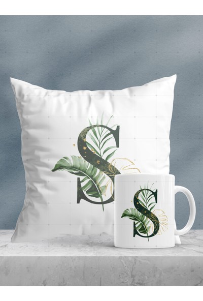 Tropikal S Baskılı Yastık Kupa Set Tropikal S Baskılı Yastık Kupa Set