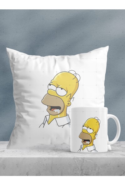 Simpsons Baskılı Yastık Kupa Set Simpsons Baskılı Yastık Kupa Set