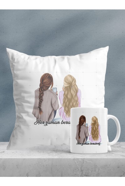 2 Arkadaş Baskılı Yastık Kupa Set 2 Arkadaş Baskılı Yastık Kupa Set
