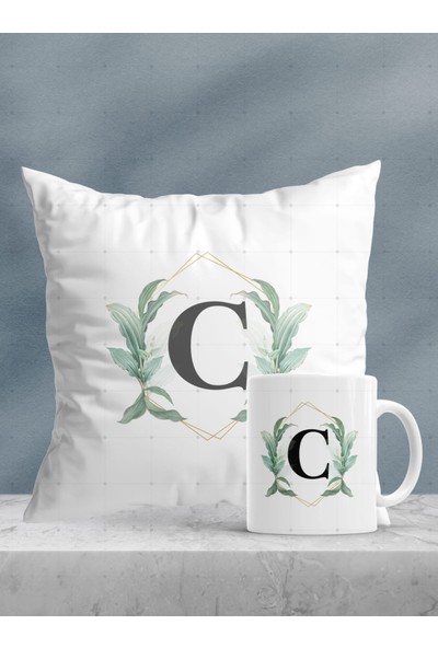 Tropikal C Baskılı Yastık Kupa Set Tropikal C Baskılı Yastık Kupa Set