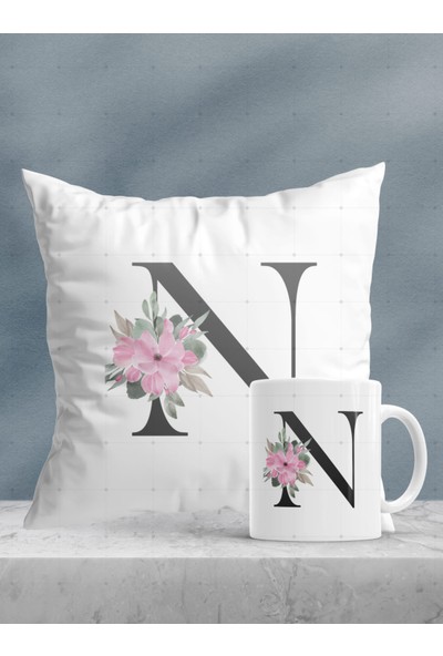 Tropikal N Baskılı Yastık Kupa Set Tropikal N Baskılı Yastık Kupa Set