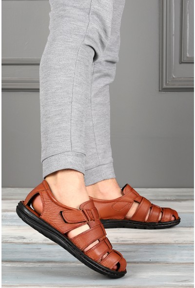 Chopper 22245 Deri Günlük Cırtlı Erkek Sandalet Terlik