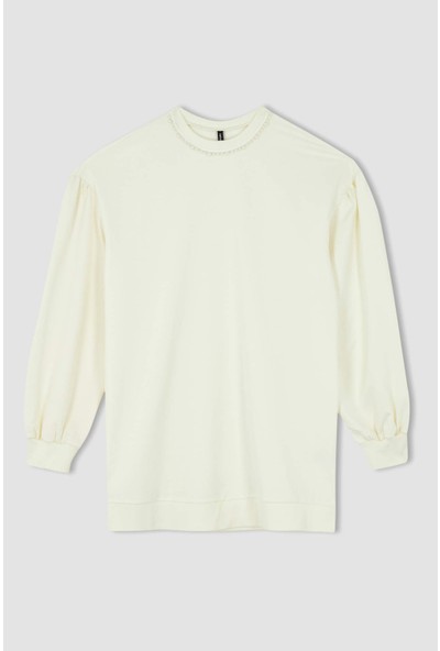 DeFacto Oversize Fit Bisiklet Yaka İnce Kumaş Sweatshirt Tunik X8081AZ22SM