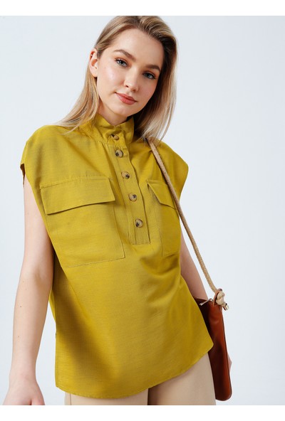 Fabrika Comfort Bluz, 44, Yağ Yeşili