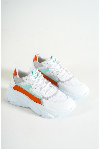Basskan Bayan Beyaz Renk Detaylı Bağcıklı Sneaker Günlük Spor Ayakkabı KECSP141 Basskan Bayan Beyaz Renk Detaylı Bağcıklı Sneaker Günlük Spor Ayakkabı KECSP141