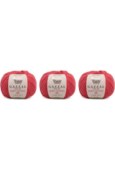 Gazzal Baby Cotton 25 gr El Örgü Ipi 3 Lü 3418