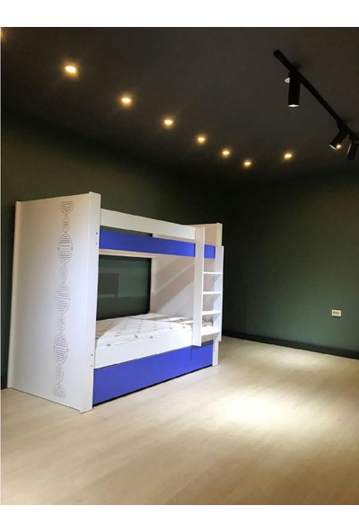 Bubu Home Sultan Ranza 3 Kişilik Yavrulu 90X190 Altlıklı Ranza Mavi Bubu Home Sultan Ranza 3 Kişilik Yavrulu 90X190 Altlıklı Ranza Mavi