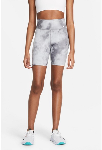 Nike Dri-Fit One Icon Clash Biker Tight Gri Kısa Tayt Şort Nike Dri-Fit One Icon Clash Biker Tight Gri Kısa Tayt Şort