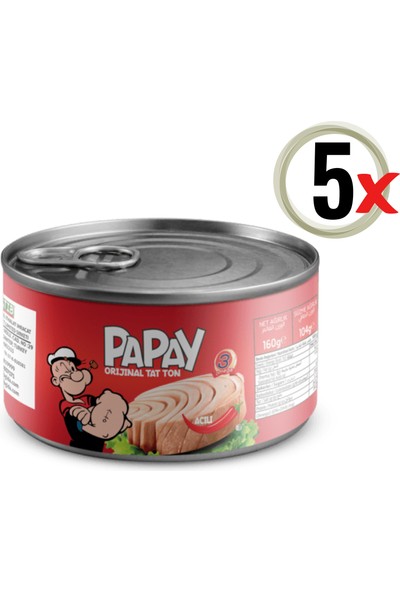 Papay Acılı Ton Balığı Konserveri 160 gr x 5