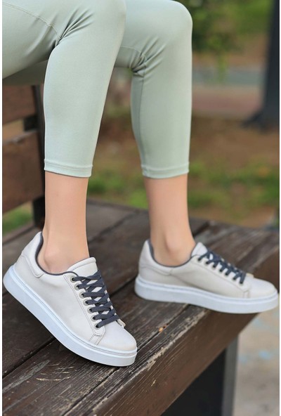 Karazona Kadın Gri Cilt Bağcıklı Spor Ayakkabı Sneaker KZ3127 Karazona Kadın Gri Cilt Bağcıklı Spor Ayakkabı Sneaker KZ3127