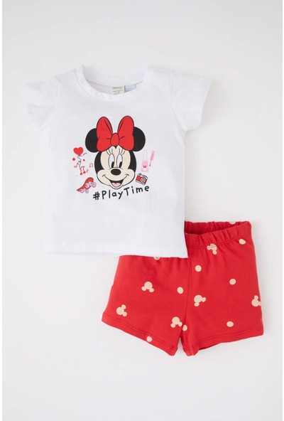 DeFacto Kız Bebek Disney Mickey & Minnie Lisanslı Pamuklu Kısa Kollu Şort Pijama Takım X7060A222SM DeFacto Kız Bebek Disney Mickey & Minnie Lisanslı Pamuklu Kısa Kollu Şort Pijama Takım X7060A222SM