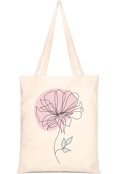 Pembe Gül Baskılı Temalı Günlük / Plaj / Alışveriş Için Ham Bez Çanta 35X40CM
