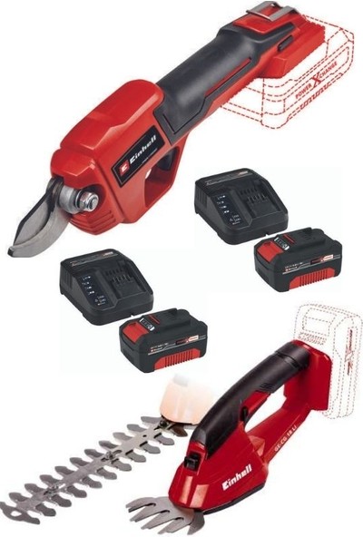 Einhell Ge-Cg 18'li Akülü Çim ve Çalı Makası Ge-Ls 18'li Akülü Budama Makası 2x4.0AH Bahçe Seti Einhell Ge-Cg 18'li Akülü Çim ve Çalı Makası Ge-Ls 18'li Akülü Budama Makası 2x4.0AH Bahçe Seti