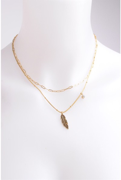 PIERPARIS Çelik Kolye Gold Kirstal Taşli Ozel Tasarim PIERPARIS Çelik Kolye Gold Kirstal Taşli Ozel Tasarim