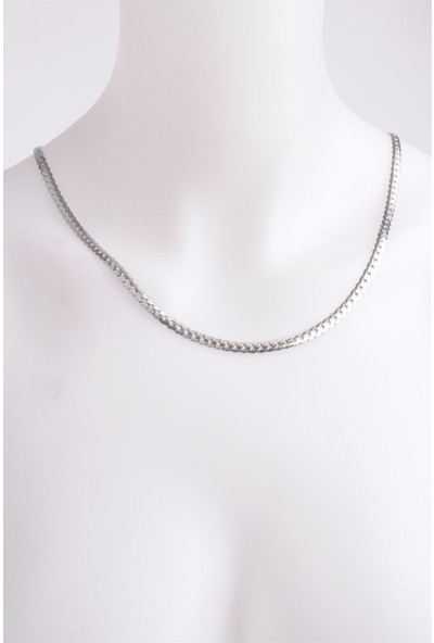 Çelik Kolye Silver Kirstal Taşli Ozel Tasarim