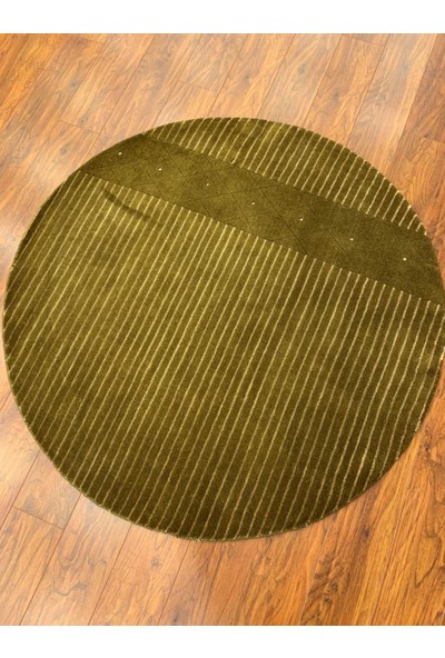 Delibaşlar Halı Yeşil Lory Yün Iplik Çizgili El Dokuma Yuvarlak Dekoratif Halı 160X160 cm Delibaşlar Halı Yeşil Lory Yün Iplik Çizgili El Dokuma Yuvarlak Dekoratif Halı 160X160 cm