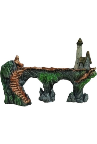 Oripet Akvaryum Dekoru Fenerli Köprü 24x16 cm