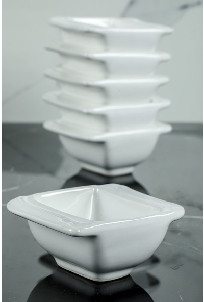 Ronde 6'lı Servis Sunum Kahvaltı Lüks Beyaz Bölmeli Reçellik Bölmeli