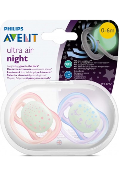 Philips Avent Ultra Air Night Karanlıkta Parlar Gece Emziği 0-6 Ay Kız Philips Avent Ultra Air Night Karanlıkta Parlar Gece Emziği 0-6 Ay Kız