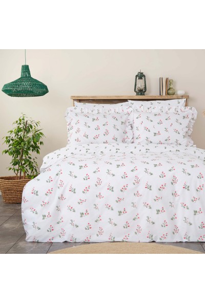 Karaca Home Silvie Kırmızı %100 Pamuk Fırfırlı Çift Kişilik Nevresim Takımı