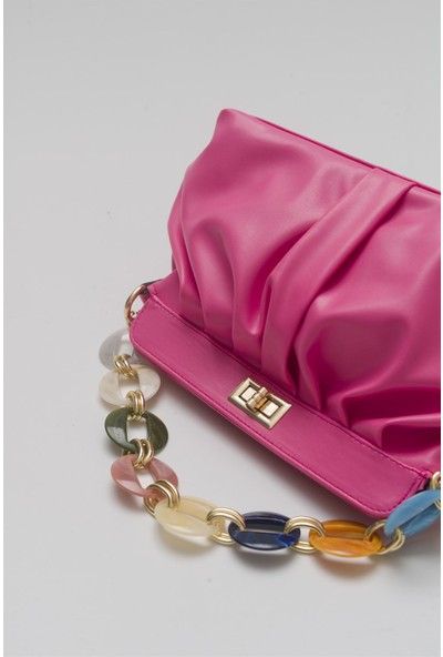 Nikadu Layla Fuşya Çanta Pileli Suni Deri