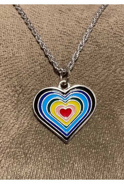 Cmn Moda Renkli Kalp Kolye