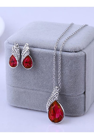 Abbsee Su Damlası Kristal Kolye Küpe Set Bayan Takı Seti Elmas Kesim Takı Seti Abbsee Su Damlası Kristal Kolye Küpe Set Bayan Takı Seti Elmas Kesim Takı Seti