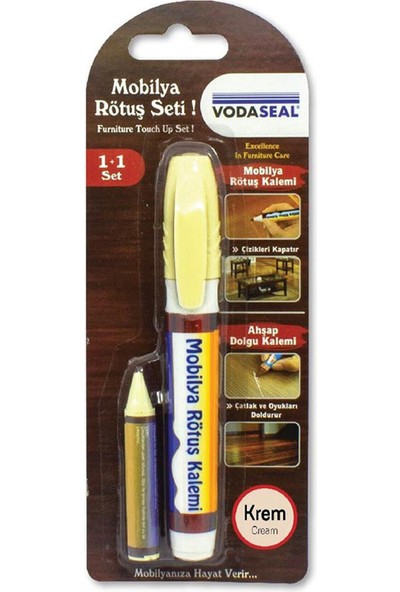 Vodaseal Mobilya Rötuş Seti Ahşap Dolgu Kalemi Çizik Kapatıcı Krem Vodaseal Mobilya Rötuş Seti Ahşap Dolgu Kalemi Çizik Kapatıcı Krem