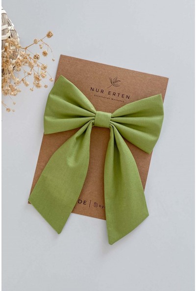 Yeşil Fiyonk Saç Tokası Otomatik Klipsli