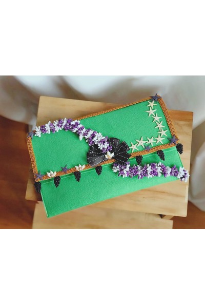 Bivalvia Accessories Ares Yeşil Keçe Clutch Çanta