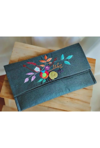 Bivalvia Accessories Hermes Füme Keçe Clutch Çanta