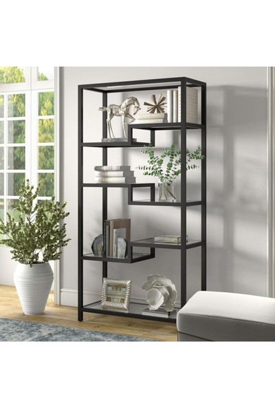 Merzana Metal Raf, Cam Raflı Kitaplık Merzana Metal Raf, Cam Raflı Kitaplık