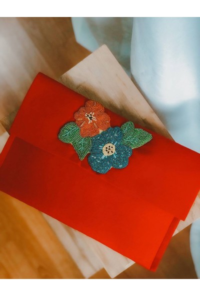 Bivalvia Accessories Efulim Kırmızı Keçe Clutch Çanta